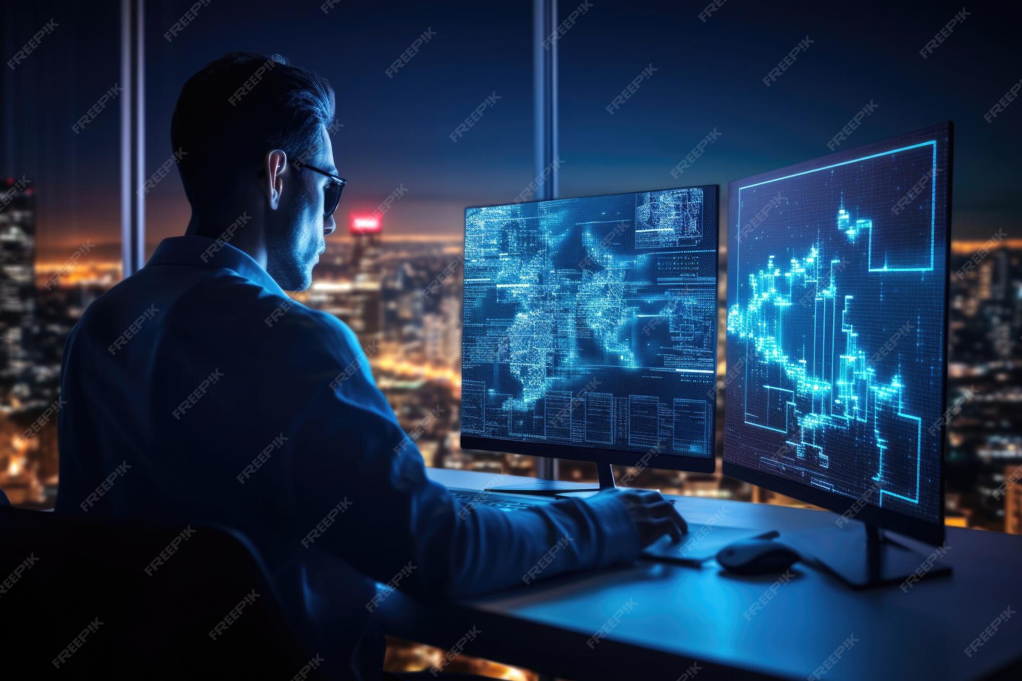 Premium Photo | Computer programmer using AI for data science and software development