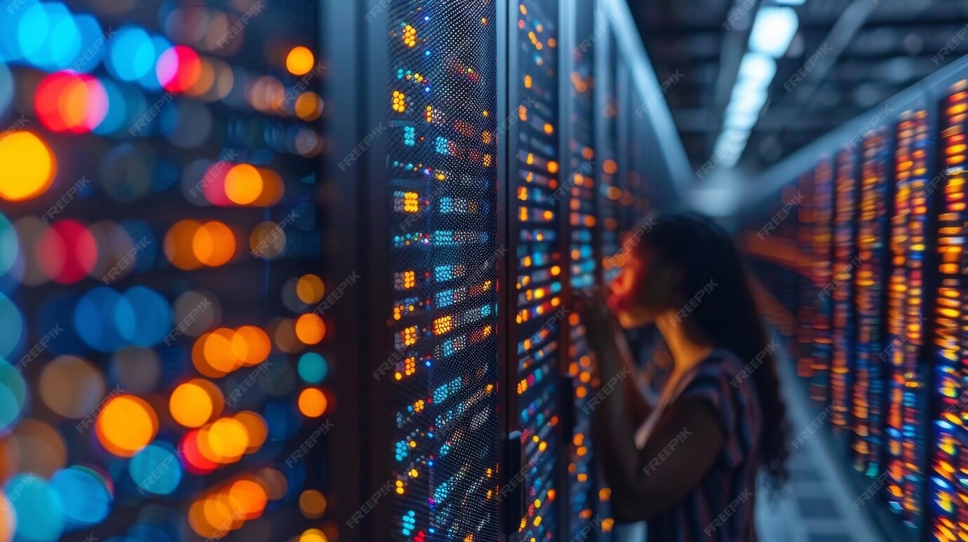 Premium Photo | Computer programmer working on big data and computer ...
