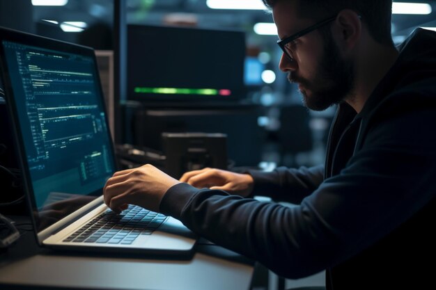Computer programmer working on laptop | Premium AI-generated image Computer programmer working on laptop | Premium AI-generated image