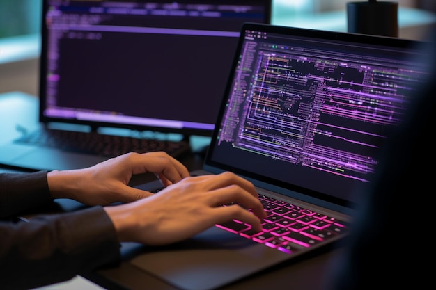 Computer programmer working on laptop | Premium AI-generated image Computer programmer working on laptop | Premium AI-generated image