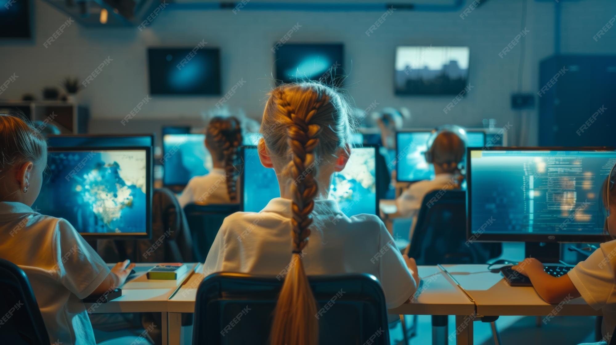 Premium Photo | A computer science classroom for elementary school ...