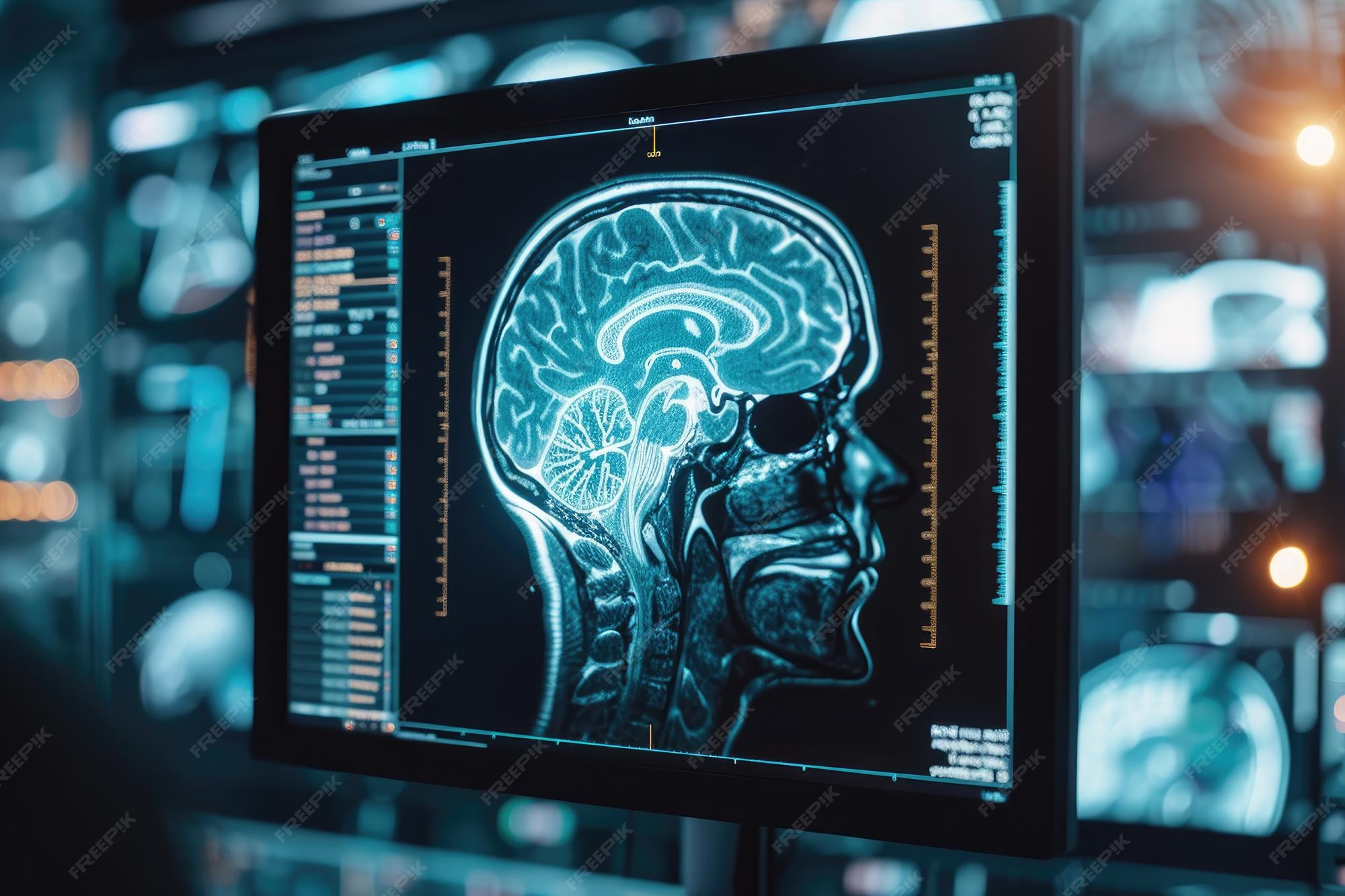 Premium AI Image | A computer screen displays a highly detailed brain ...