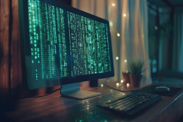 Premium Photo | Computer screen with binary code on it binary code ...