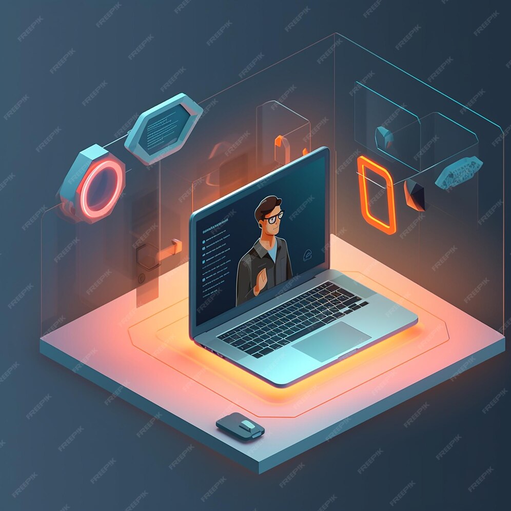 Premium AI Image | a computer screen with a man on the screen and the ... Premium AI Image | a computer screen with a man on the screen and the ...