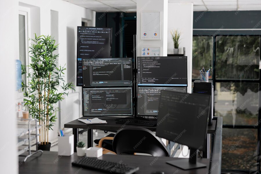 Premium Photo | Computer Screens Showing Parsing Html Code In Empty It 