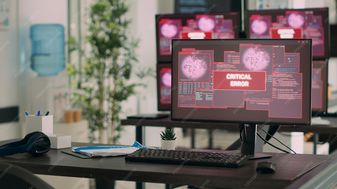 Premium Photo | Computers displaying critical error message flashing on screen, dealing with ...