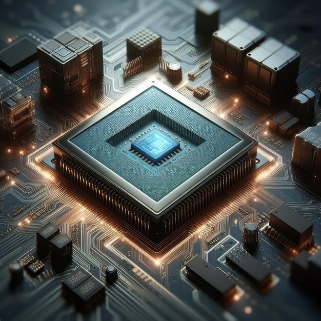 Premium Photo Computing Processor Cpu Microchip And Electronic Circuit Board Advanced