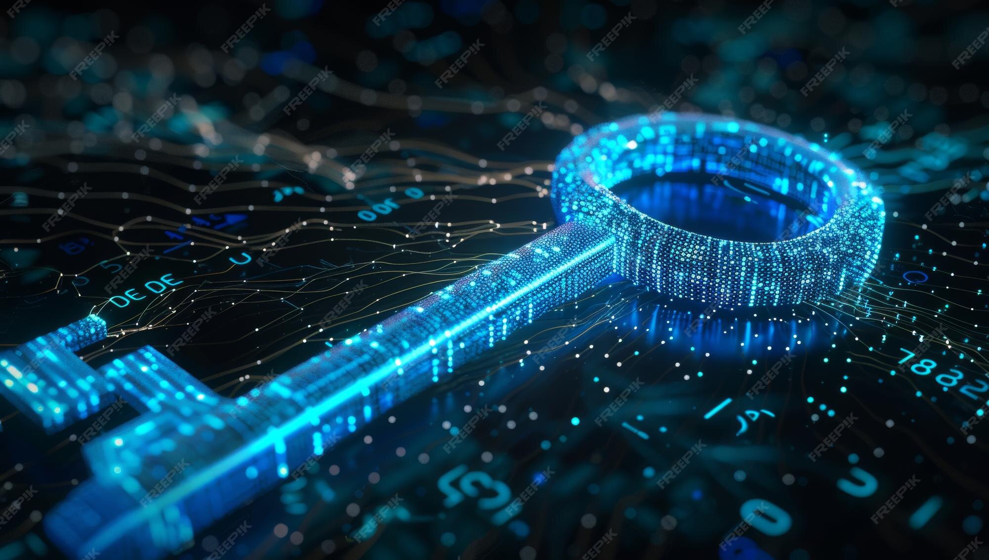 Concept of abstract cyber security with key and binary code Generative artificial intelligence ...