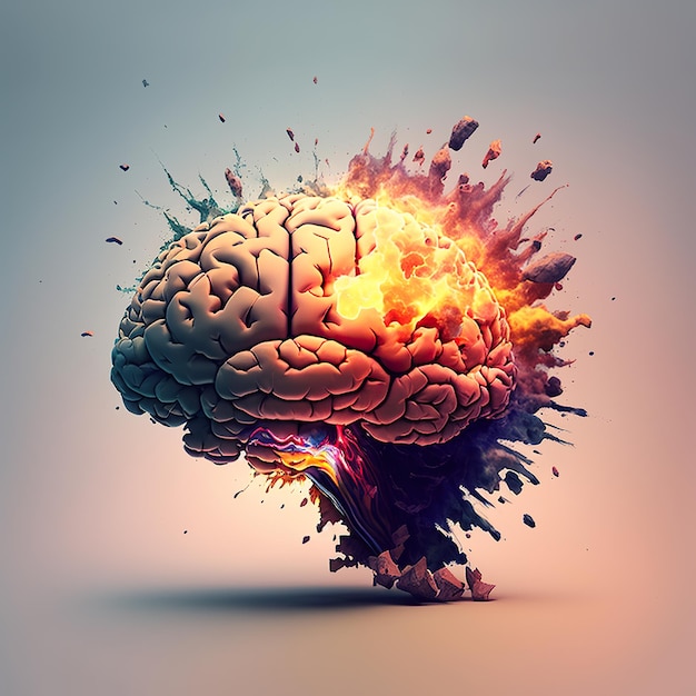 Premium AI Image | Concept art of a human brain exploding with ... Premium AI Image | Concept art of a human brain exploding with ...