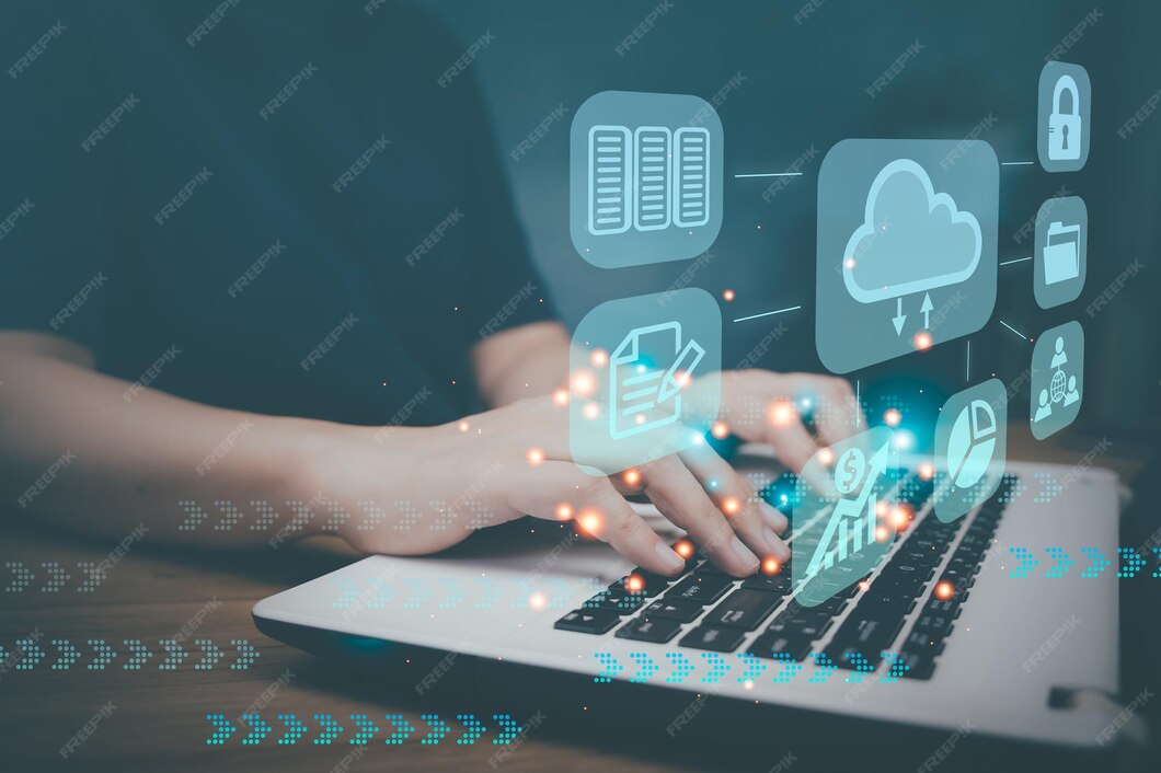 Premium Photo | Concept of cloud computing in business technology Using ...