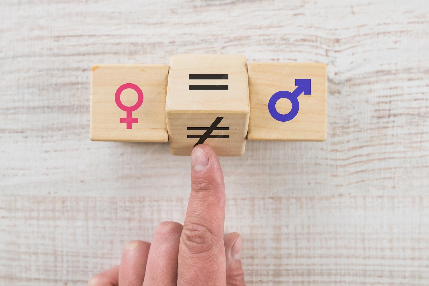 Premium Photo Concepts Of Gender Equality Hand Flip Wooden Cube With
