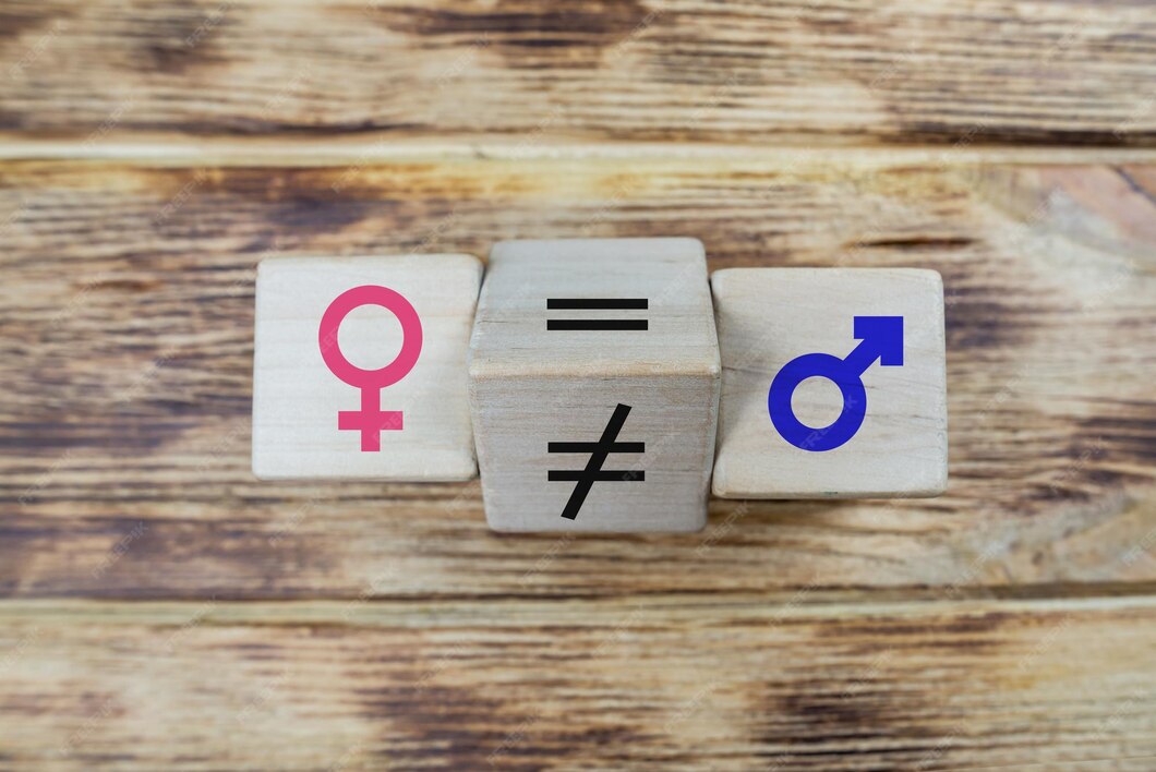Premium Photo Concepts Of Gender Equality Wooden Cube With Unequal
