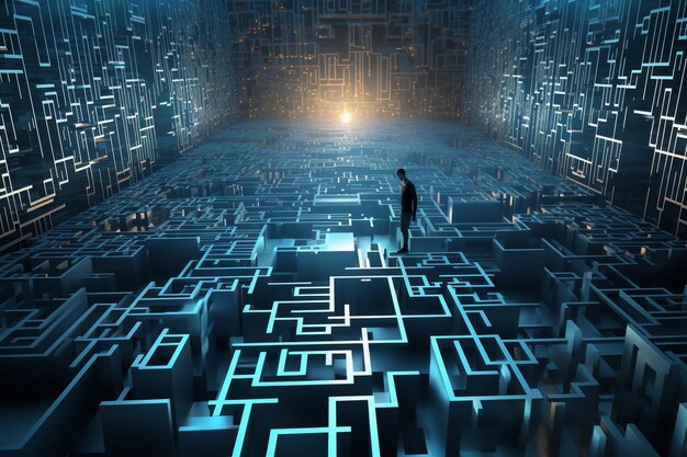 Premium Photo | Conceptual illustration of a person navigating a ... Premium Photo | Conceptual illustration of a person navigating a ...