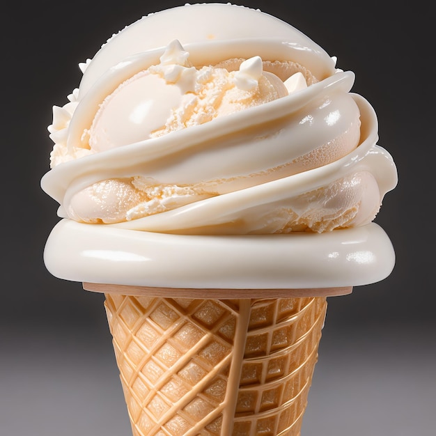 Premium Photo A Cone Of Vanilla Ice Cream Has A Swirl On The Top