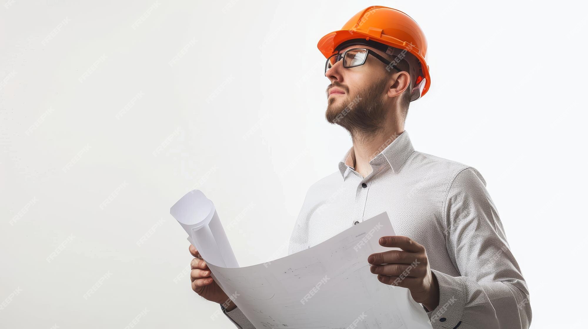 Premium Photo | A confident male architect in a hard hat examining ... Premium Photo | A confident male architect in a hard hat examining ...