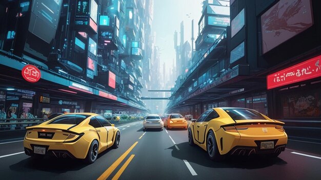 Premium AI Image | Congestion in a futuristic city highway Premium AI Image | Congestion in a futuristic city highway