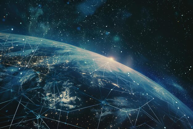 Premium Photo | Connected world in abstract digital background Premium Photo | Connected world in abstract digital background