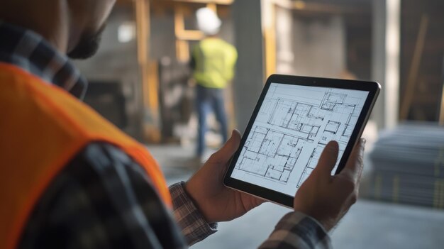 Construction Worker Reviewing Blueprint | Premium AI-generated image Construction Worker Reviewing Blueprint | Premium AI-generated image