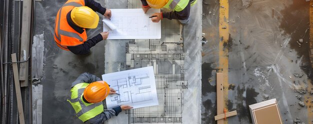 Construction Workers Reviewing Building Plans | Premium AI-generated image Construction Workers Reviewing Building Plans | Premium AI-generated image