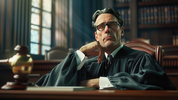 Contemplative Judge Justice and Decision Making concept | Premium AI ... Contemplative Judge Justice and Decision Making concept | Premium AI ...
