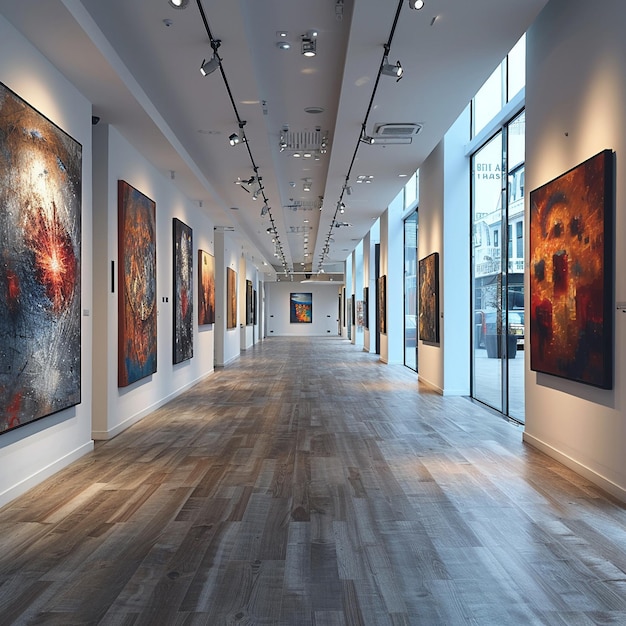 Premium Photo | Contemporary art gallery interior with white walls and ... Premium Photo | Contemporary art gallery interior with white walls and ...