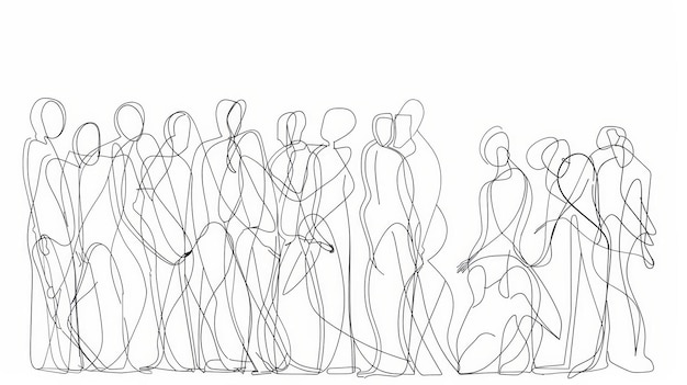 Continuous Line Drawing Of People A Continuous Line Drawing Of Multiple People Forming A Single