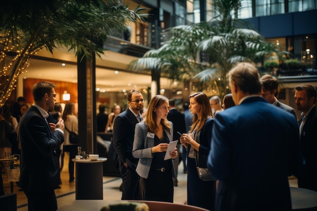 Premium Photo | Corporate Event With Employees Networking Generative AI Premium Photo | Corporate Event With Employees Networking Generative AI