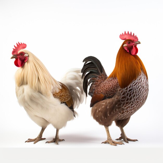 Premium AI Image | couple of chickens standing in opposite sides Premium AI Image | couple of chickens standing in opposite sides