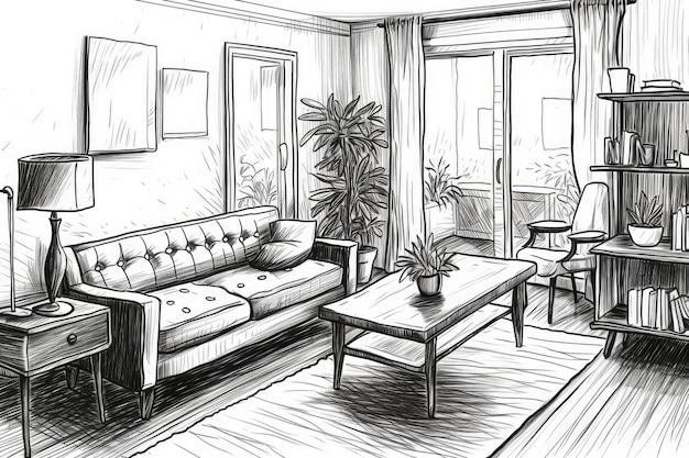 Premium AI Image | Cozy living room with a comfortable couch and ... Premium AI Image | Cozy living room with a comfortable couch and ...