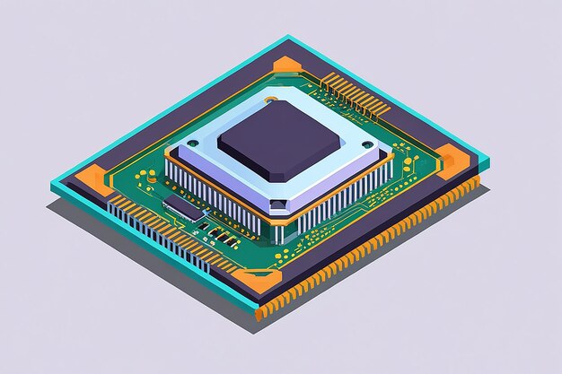 CPU Chip Isometric Illustration Computer Processor Component ... CPU Chip Isometric Illustration Computer Processor Component ...