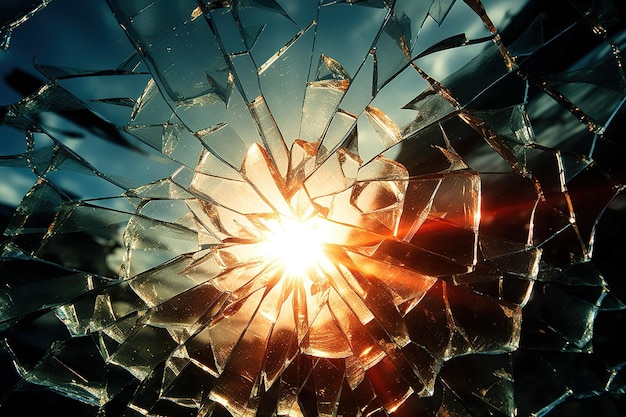 Premium AI Image | Cracked glass with sunlight shining through Premium AI Image | Cracked glass with sunlight shining through
