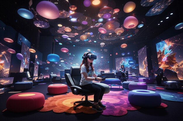 Premium AI Image | Crafting a Multisensory Wonderland in VR Gaming Premium AI Image | Crafting a Multisensory Wonderland in VR Gaming