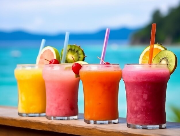 Premium Ai Image Create A Photo Of Three Juice Drinks