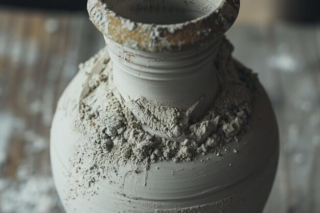 Creating a jar or vase of white clay closeup | Premium AI-generated image Creating a jar or vase of white clay closeup | Premium AI-generated image