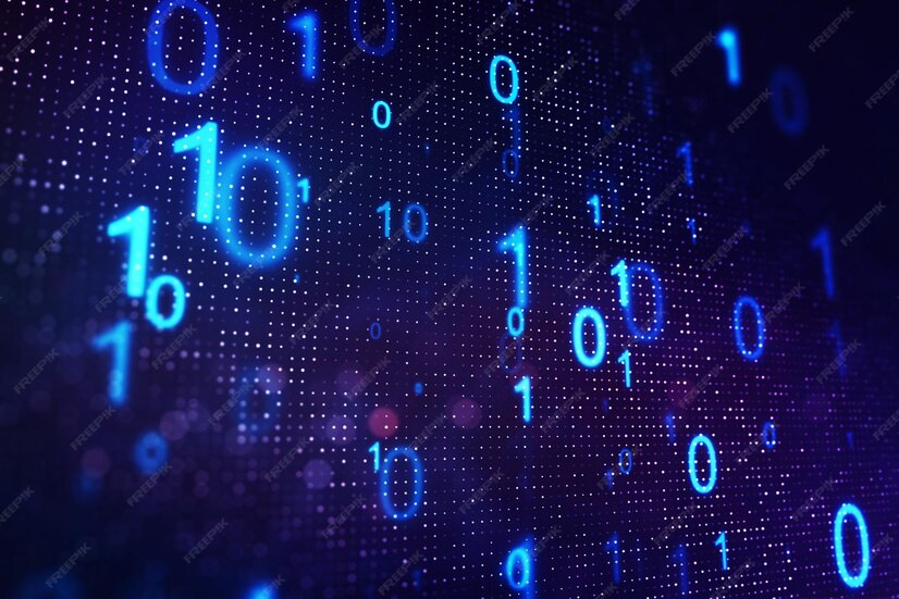 Premium Photo | Creative blue binary code background Programming and coding concept 3D Rendering