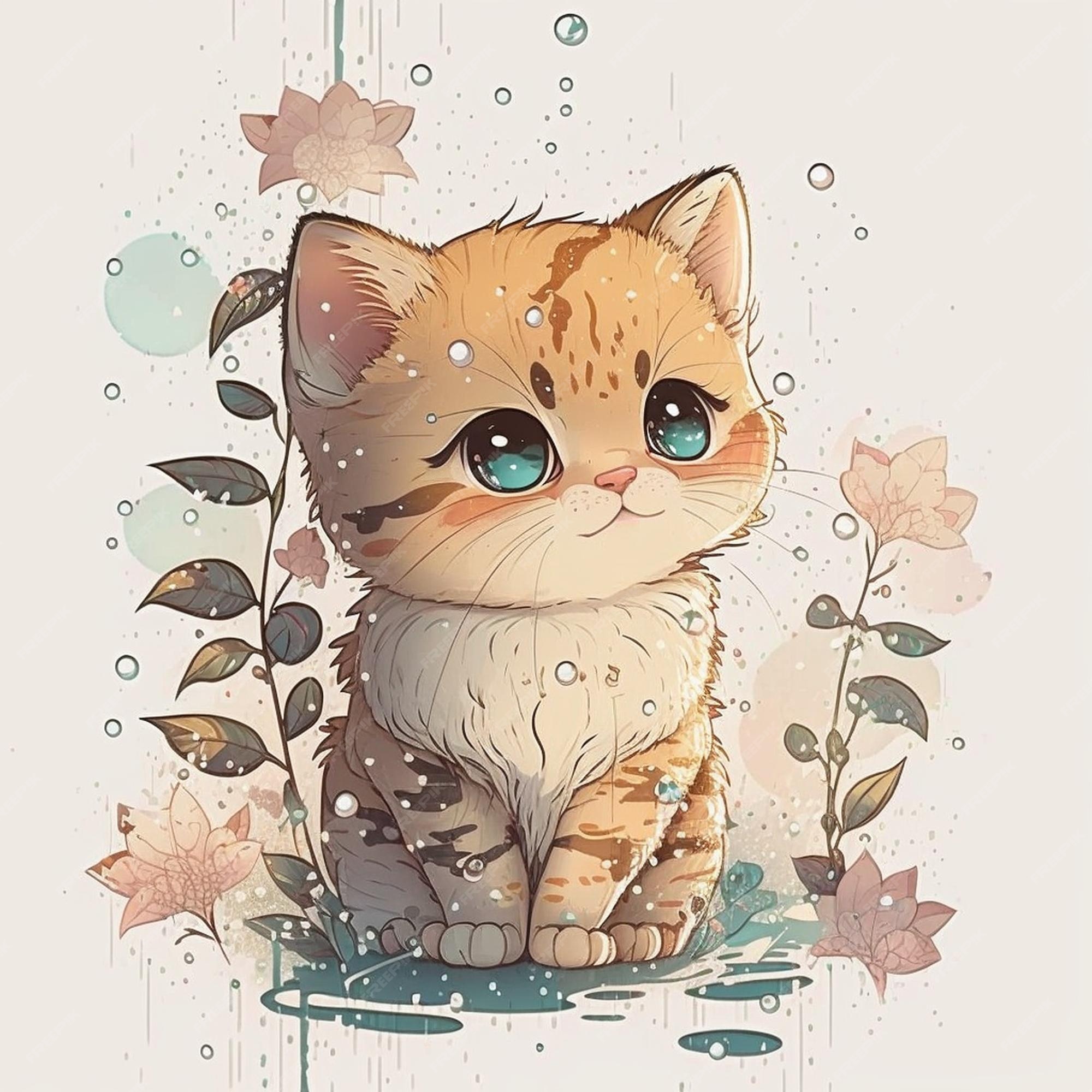Premium Photo | Creative Cute Digital Art Cat Kitten Kawaii Premium Photo | Creative Cute Digital Art Cat Kitten Kawaii
