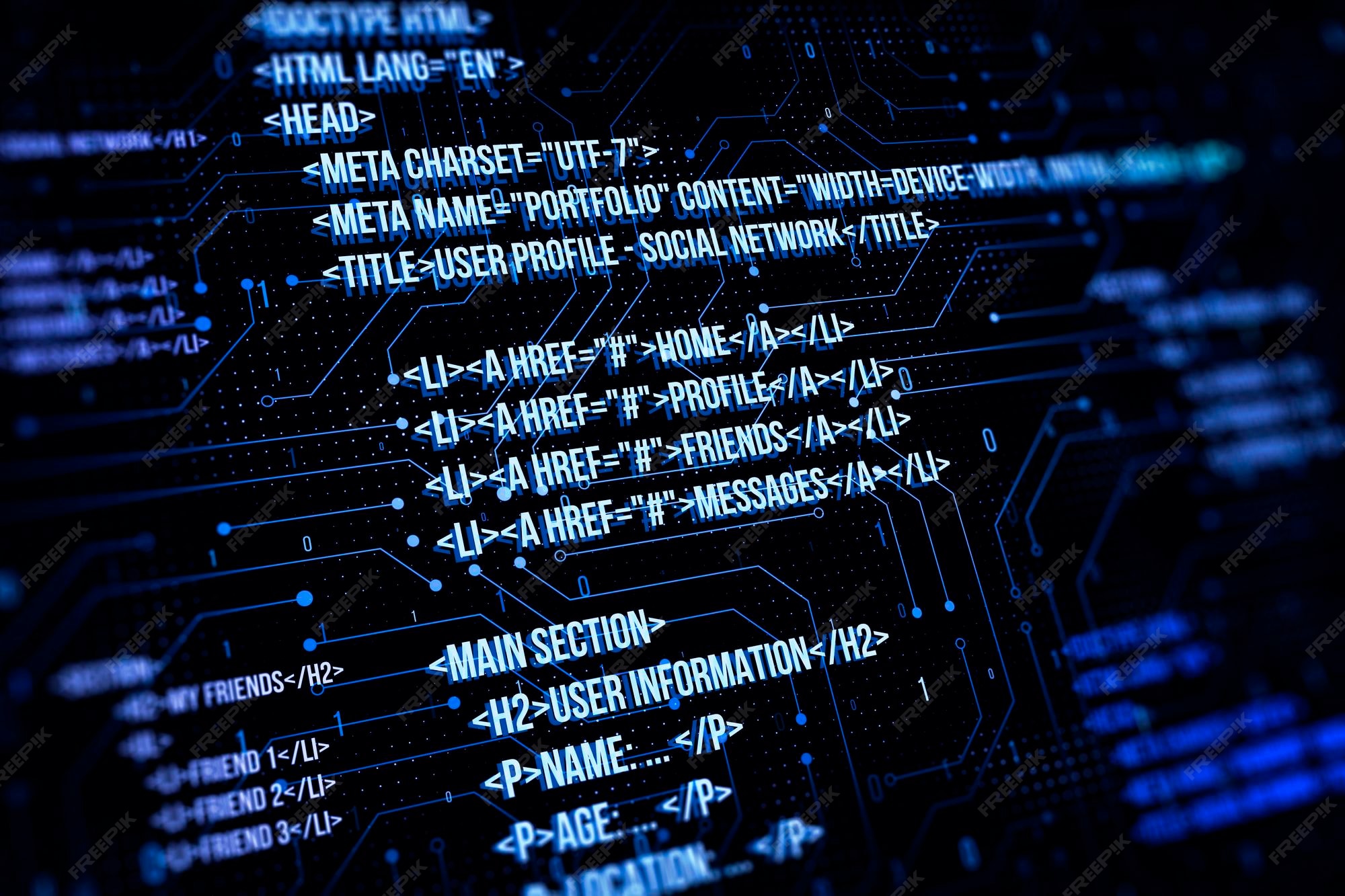 Premium Photo | Creative digital programming language on dark background software developer and ...