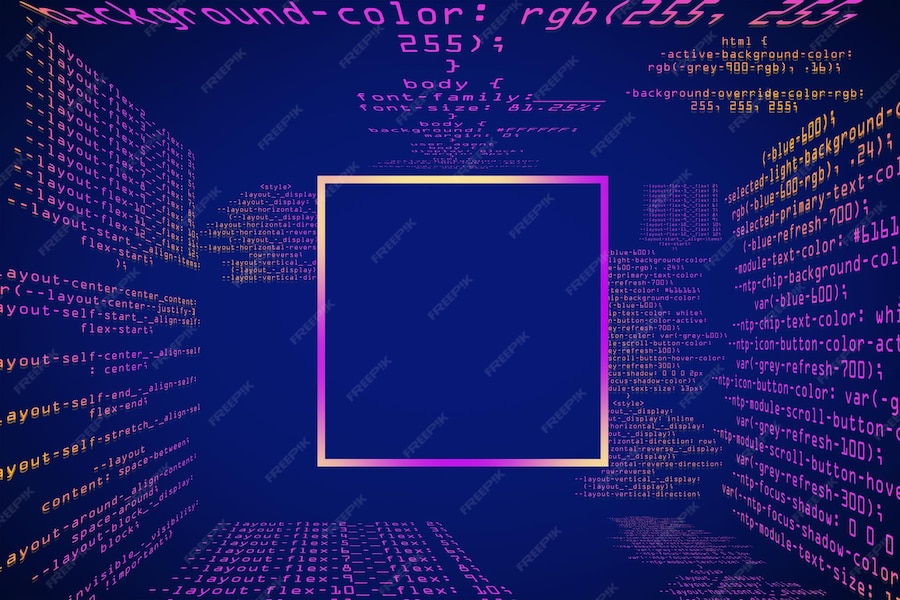 Premium Photo Creative Glowing Blue Coding Programming Background With Blank Square Mock Up 4276