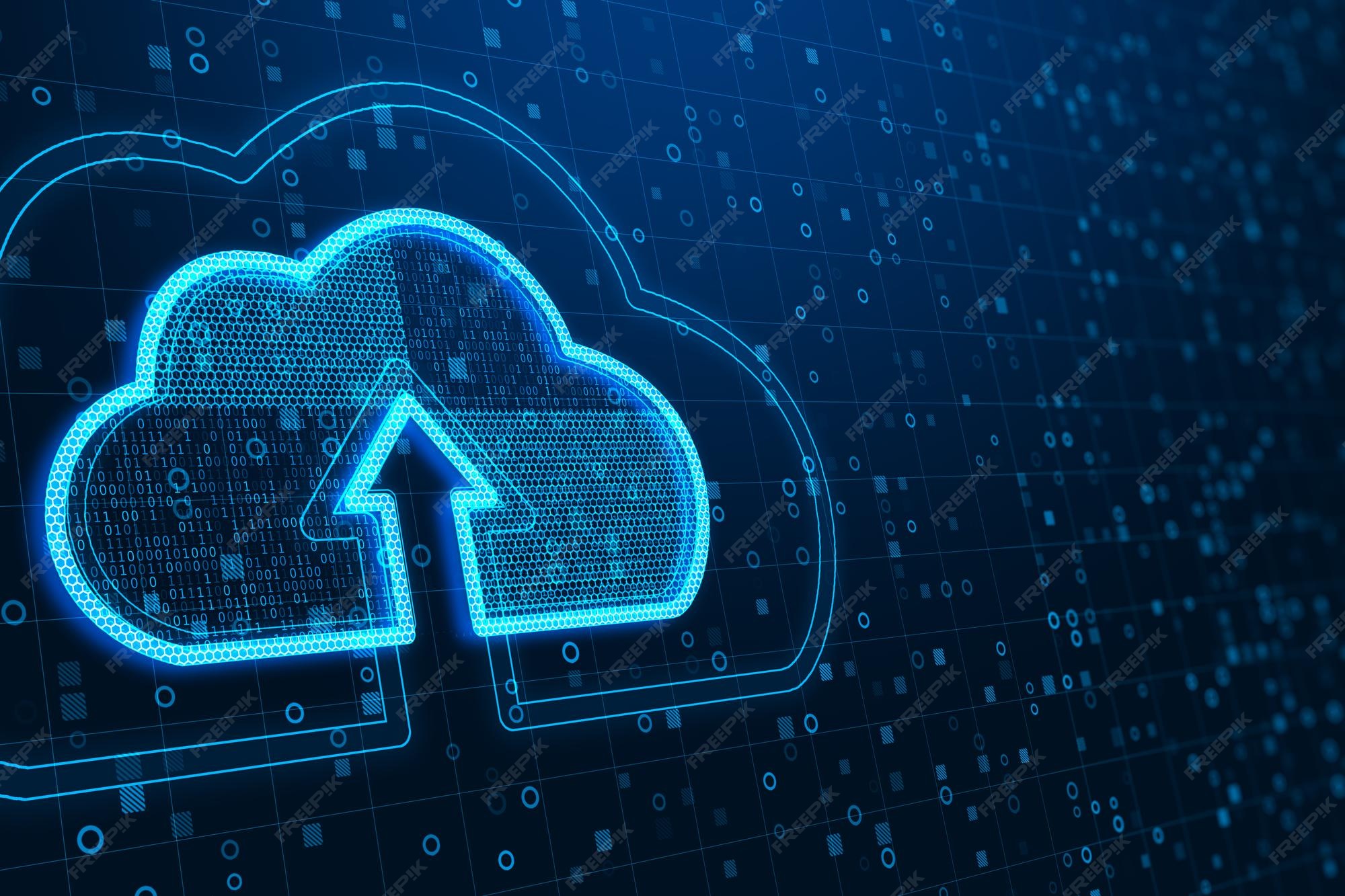 Premium Photo | Creative glowing clouds hologram on dark binary code background with mock up ...