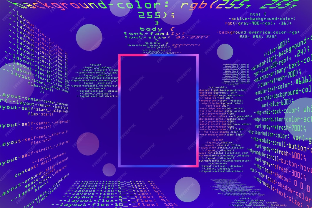 Premium Photo | Creative glowing purple coding programming background with square mock up frame ...