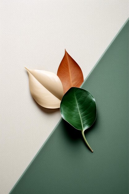 Premium AI Image | Creative top view brown white and green leaves with ... Premium AI Image | Creative top view brown white and green leaves with ...