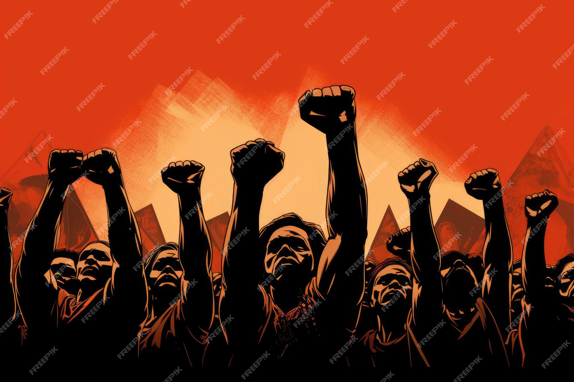 Premium Ai Image A Crowd Of People Raising Their Hands In A Protest