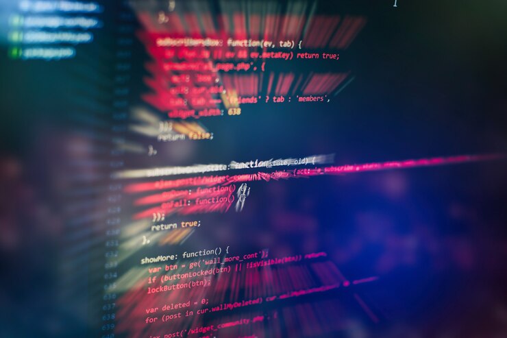 Premium Photo | Css, javascript and html usage. monitor closeup of ...