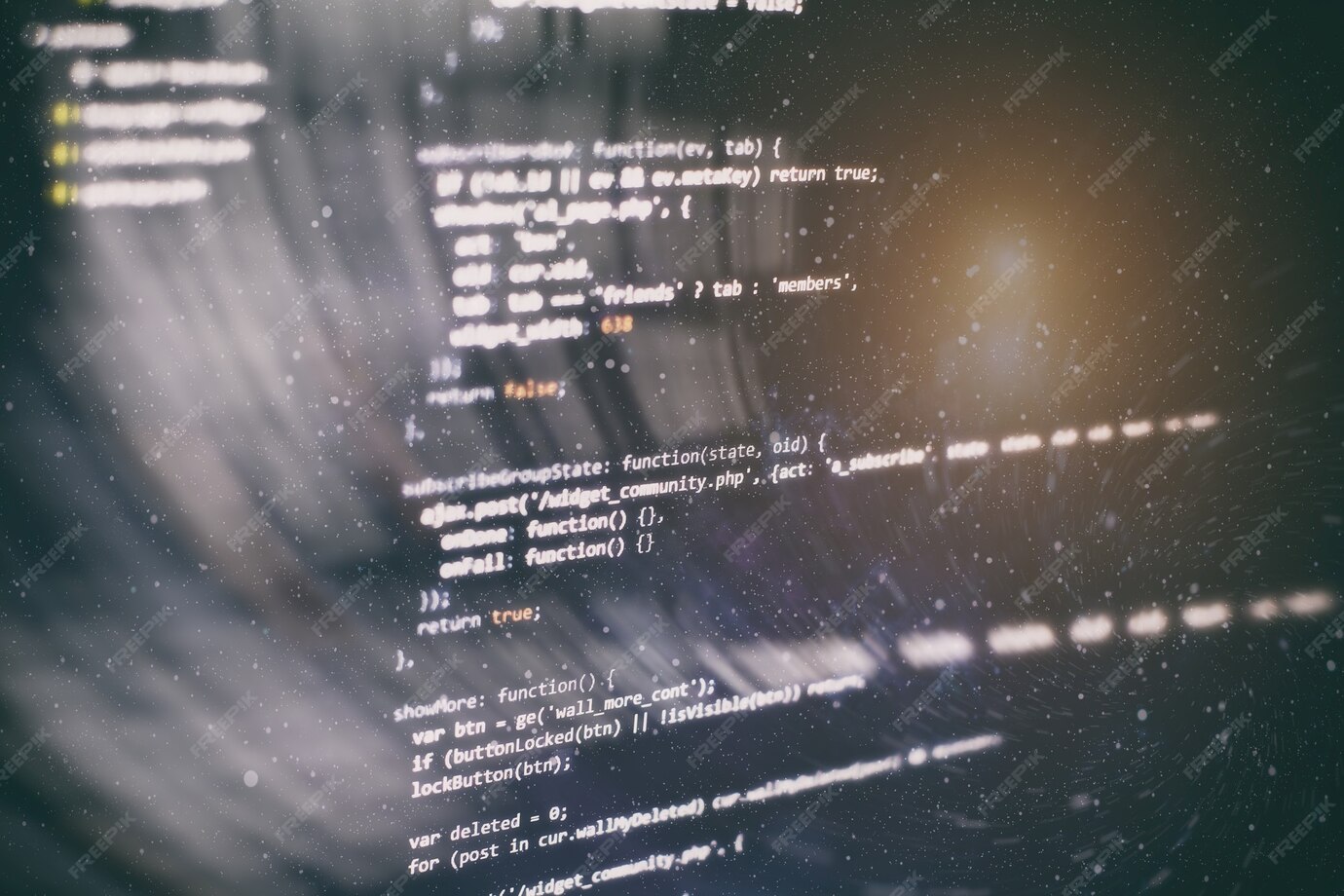 Premium Photo | Css, javascript and html usage. monitor closeup of ...