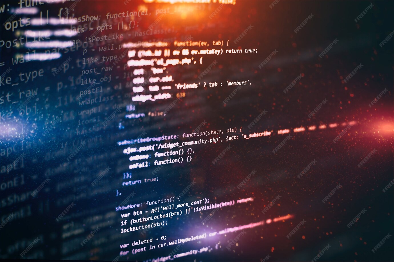 Premium Photo | Css, javascript and html usage. monitor closeup of ...