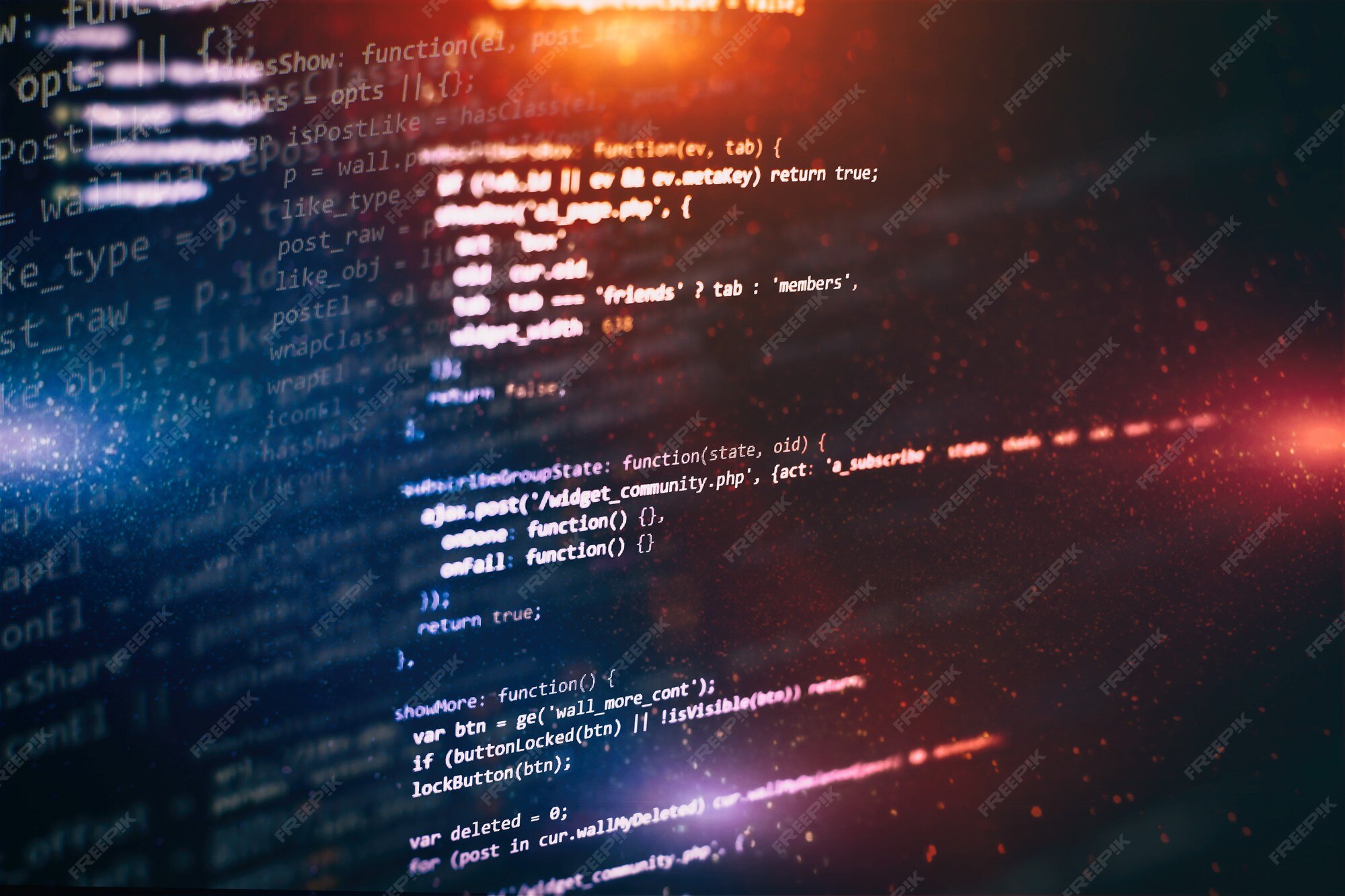 Premium Photo | Css, javascript and html usage. monitor closeup of ...
