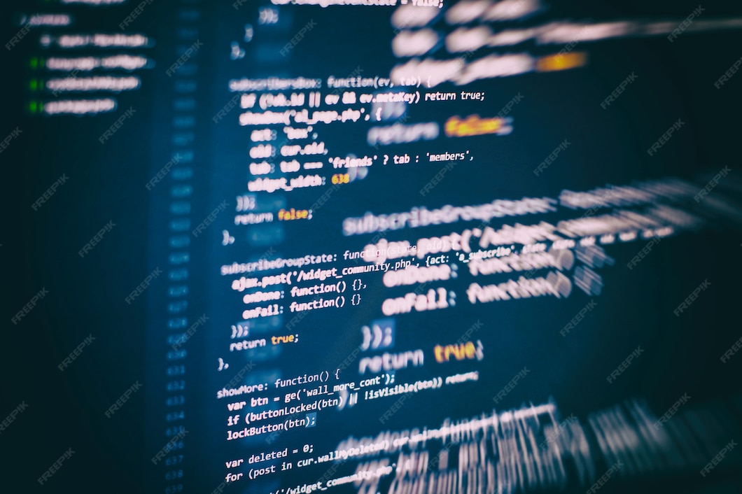 Premium Photo | Css, javascript and html usage. monitor closeup of ...