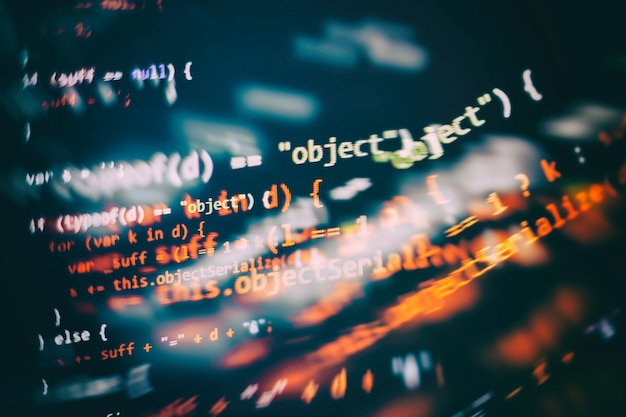Premium Photo Css Javascript And Html Usage Monitor Closeup Of Function Source Code
