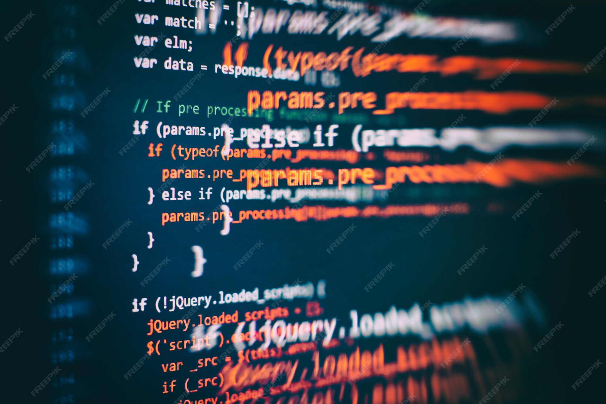 Premium Photo | Css, javascript and html usage. monitor closeup of ...