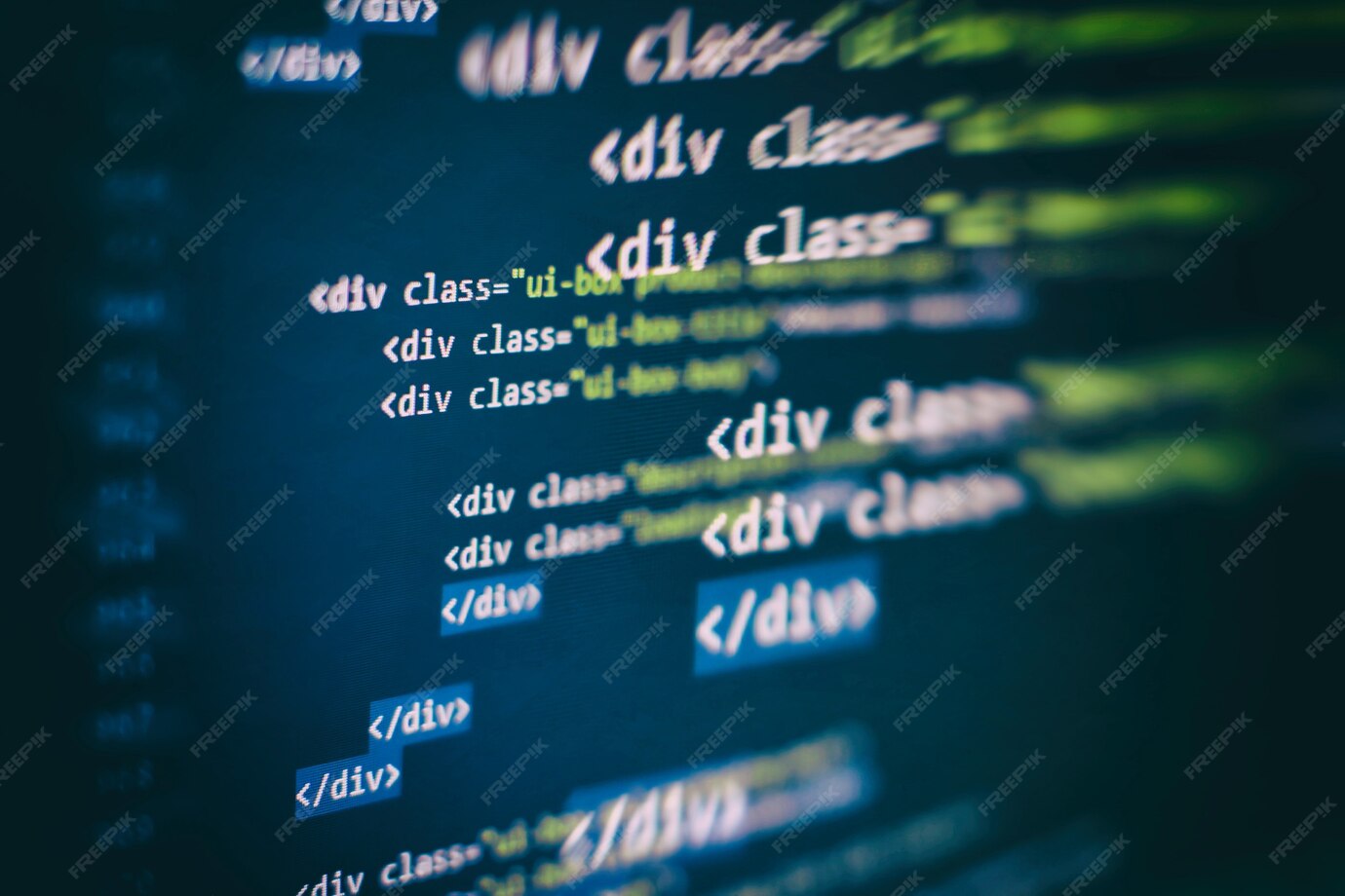 Premium Photo | Css, javascript and html usage. monitor closeup of ...